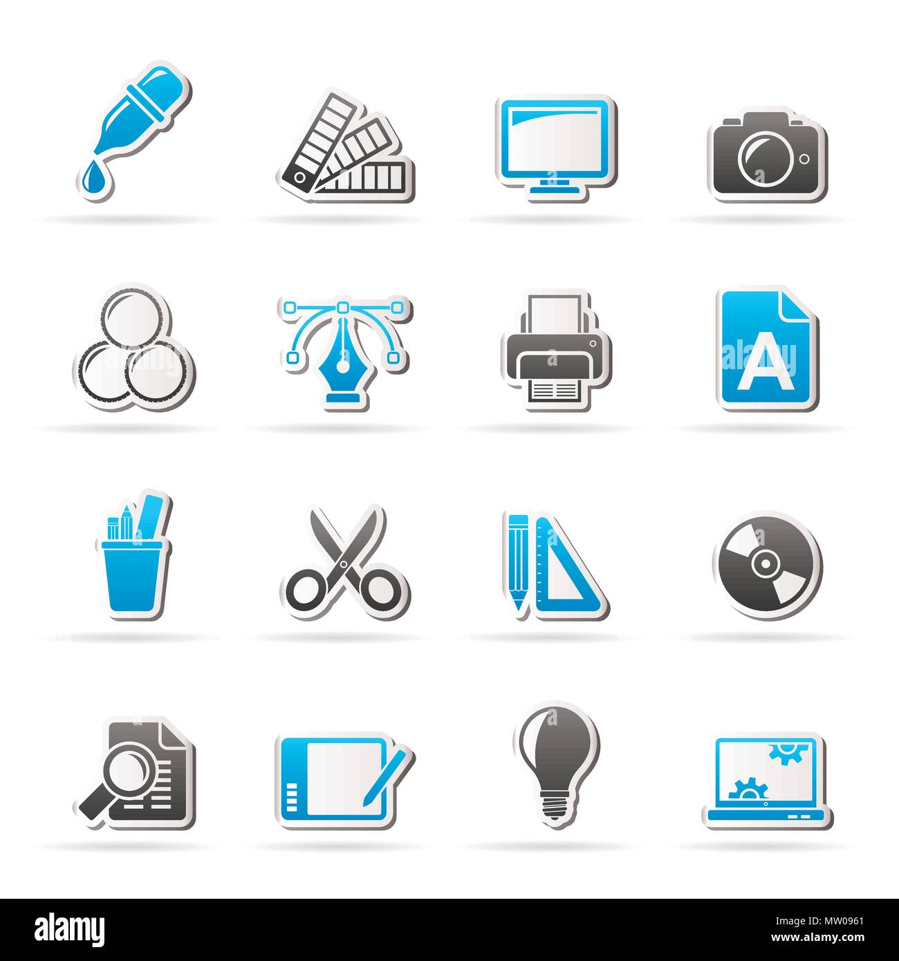 Graphic Design industry icons - vector icon set Stock Vector Image ...