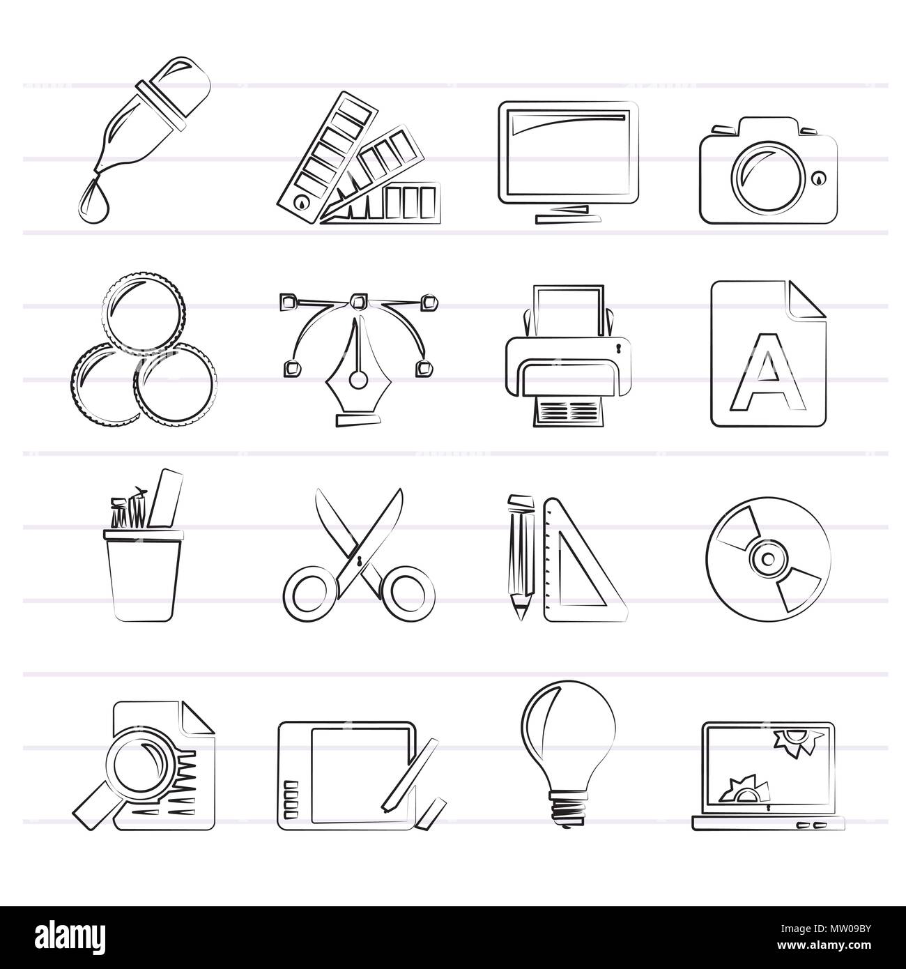 Graphic Design industry icons - vector icon set Stock Vector Image ...