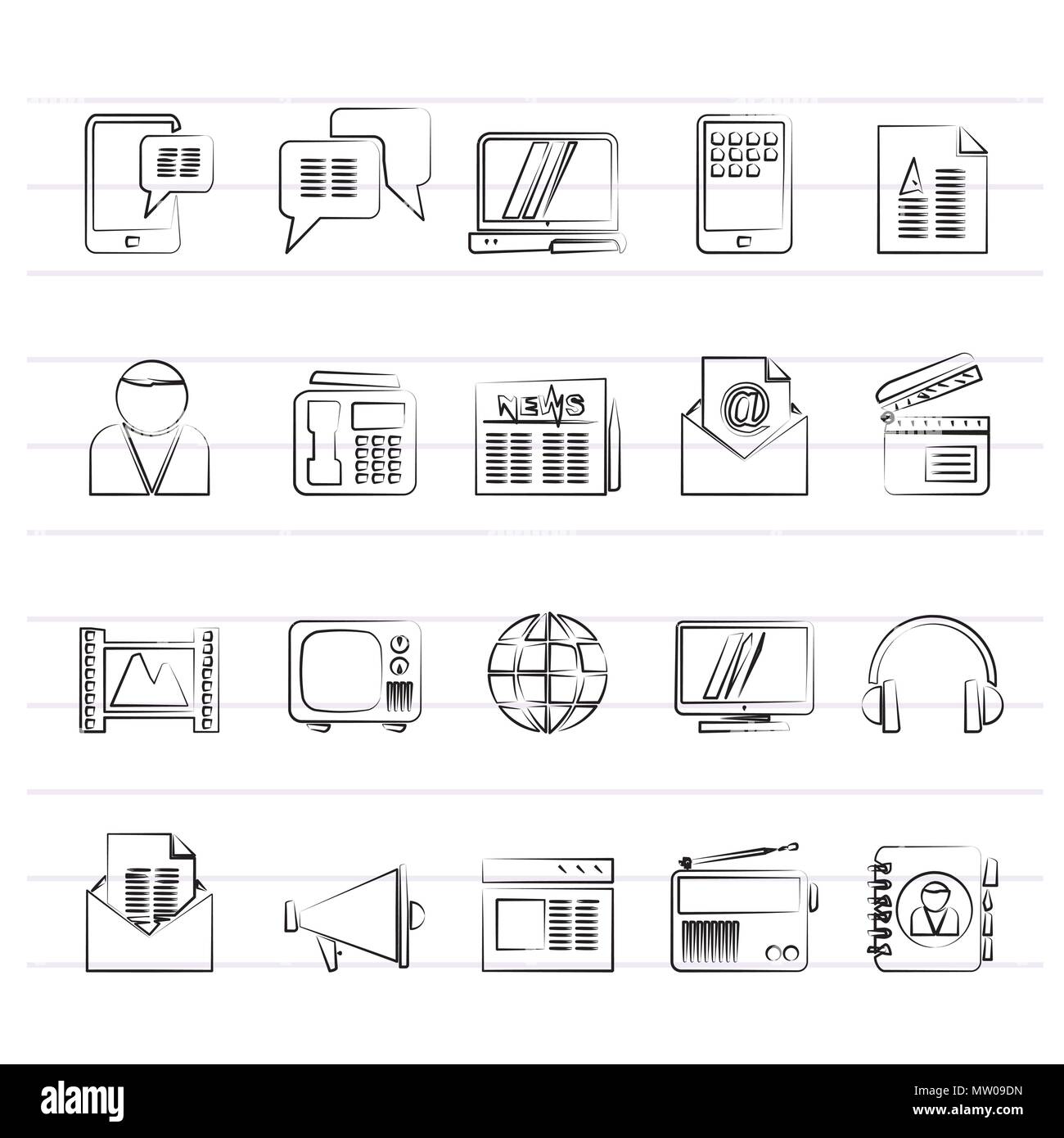 Connection, communication and technology icons - vector icon set Stock ...