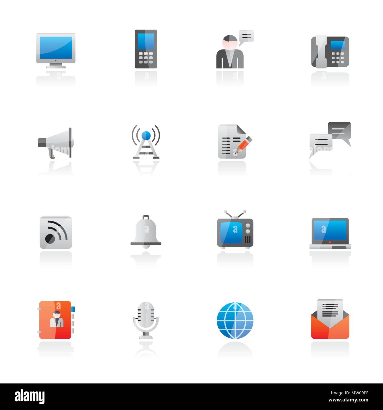 Communication, connection and technology icons - vector icon set Stock ...