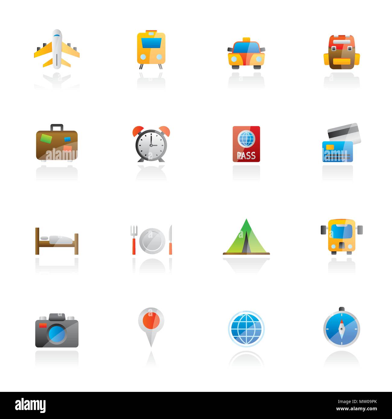 Travel, trip and transportation icons - vector icon set Stock Vector ...