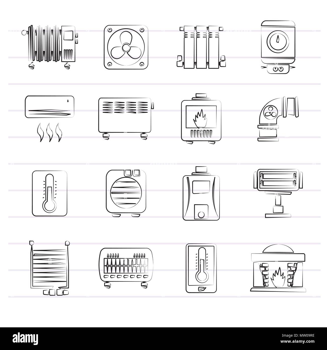 Home Heating appliances icons - vector icon set Stock Vector Image ...