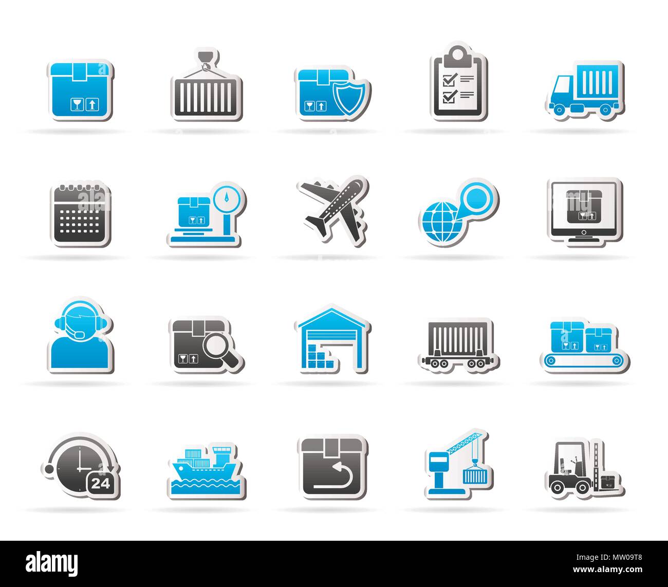 Logistics, delivery, transportation and cargo icons -vector icon set ...
