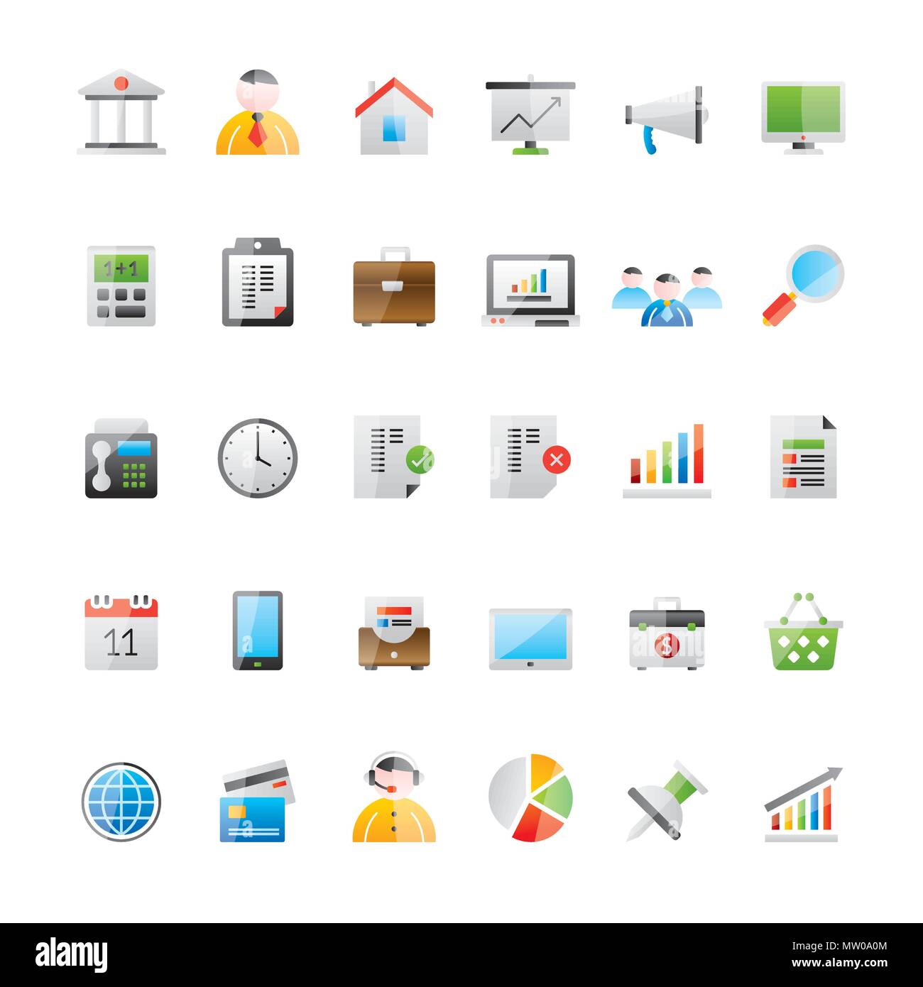 Realistic Business, Office and Finance Icons 1 - Vector Icon Set Stock ...
