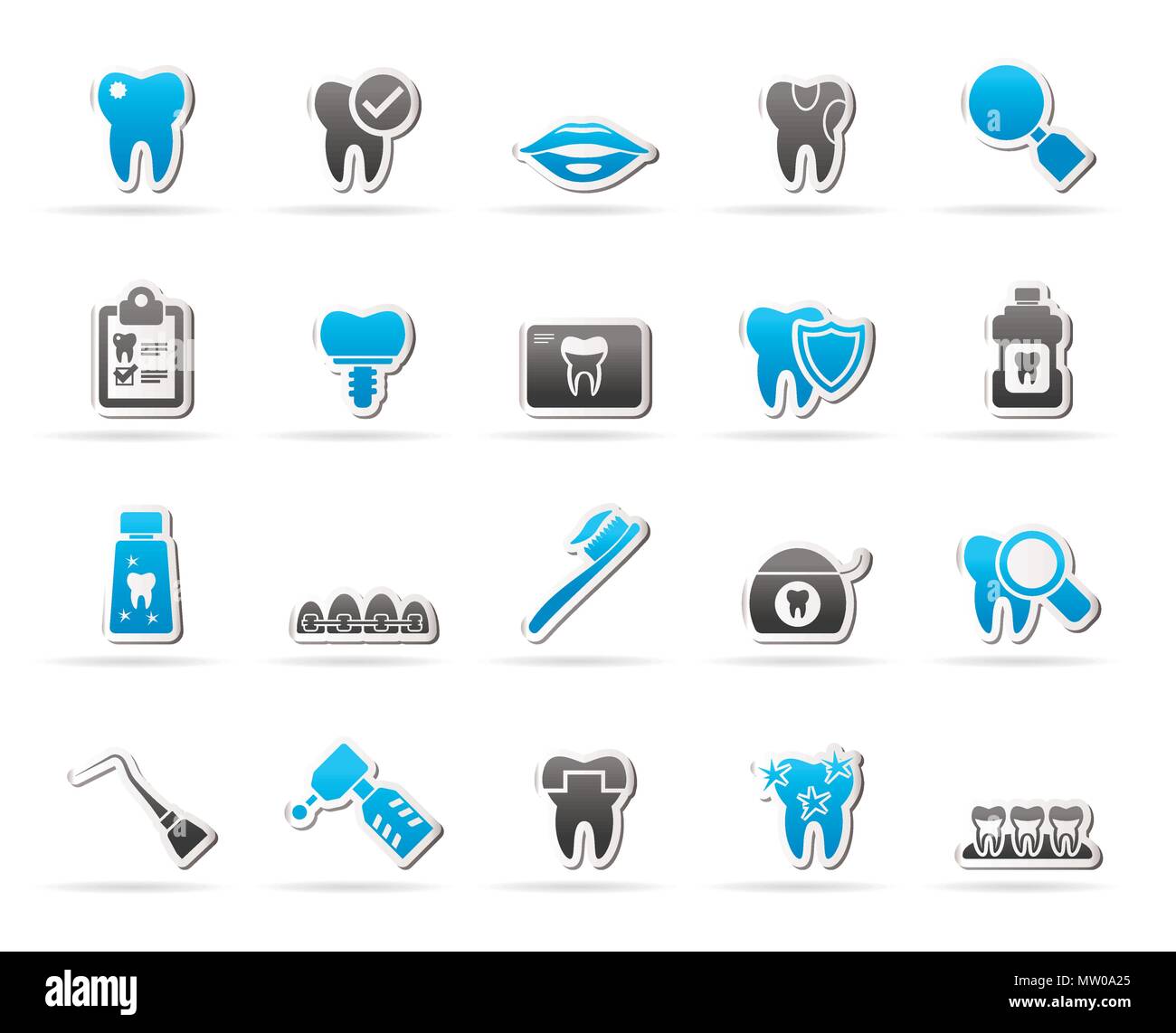 Dental medicine and dentistry tools icons - Vector Icon set Stock ...