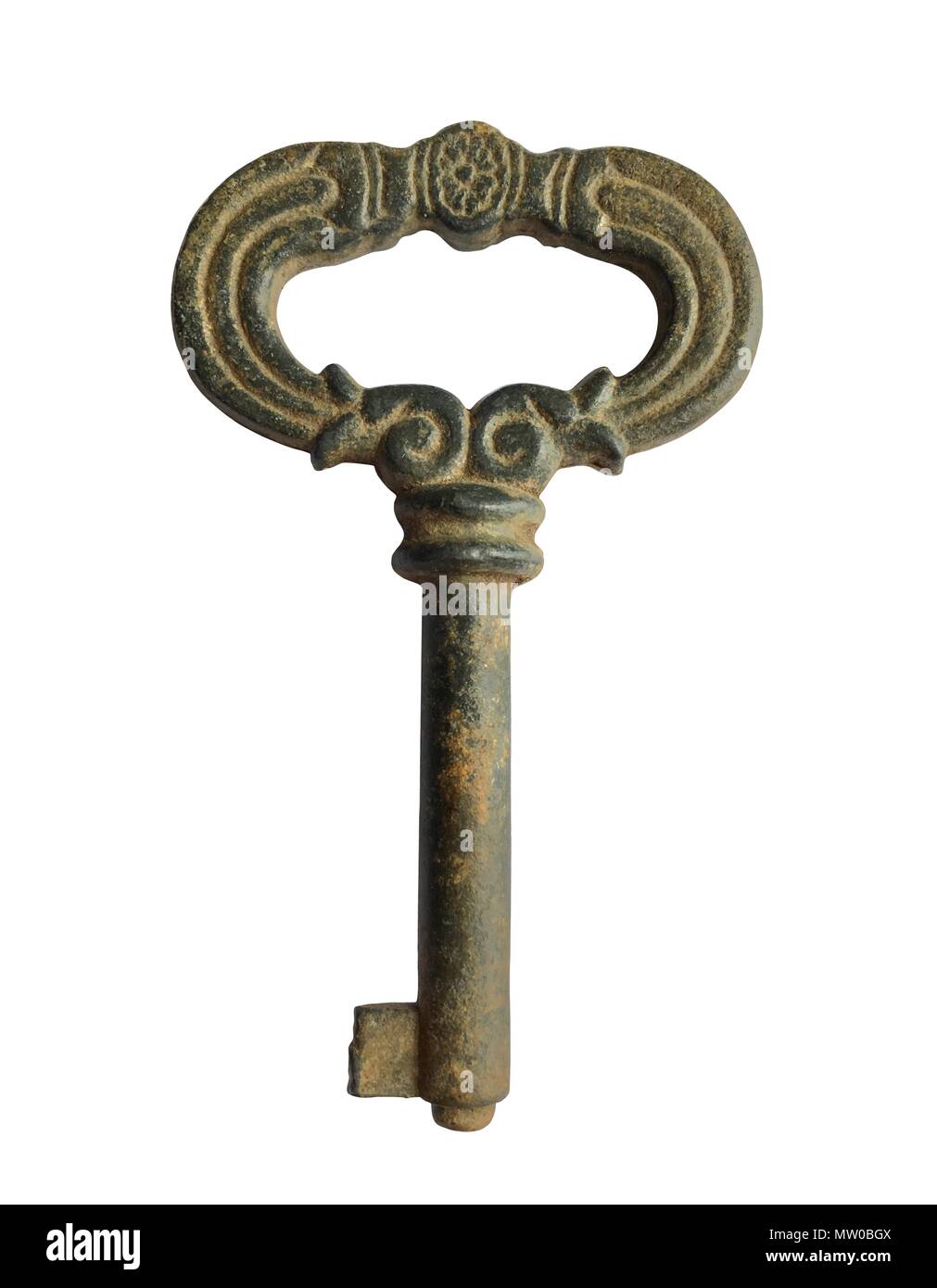 ancient old key isolated on white Stock Photo - Alamy