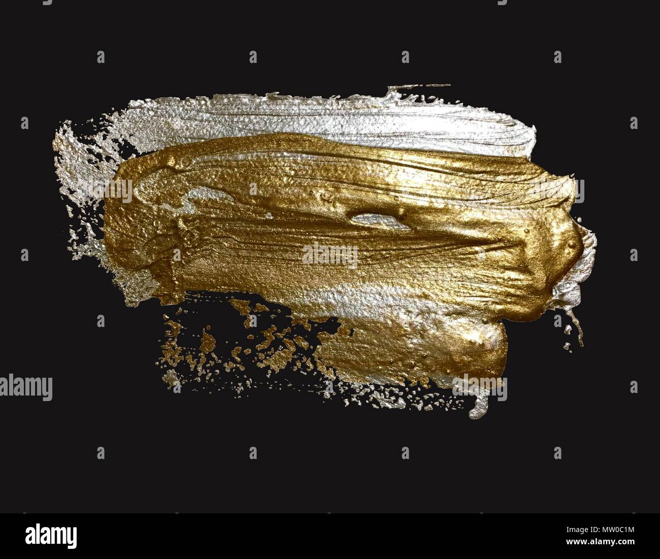 hand drawing silver and gold brush stroke paint Stock Photo - Alamy