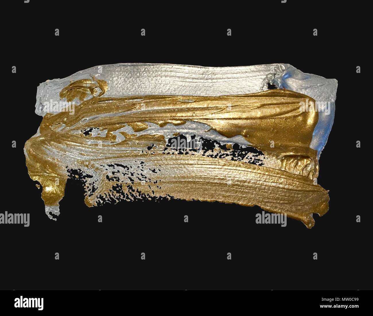 hand drawing silver and gold brush stroke paint spot Stock Photo - Alamy