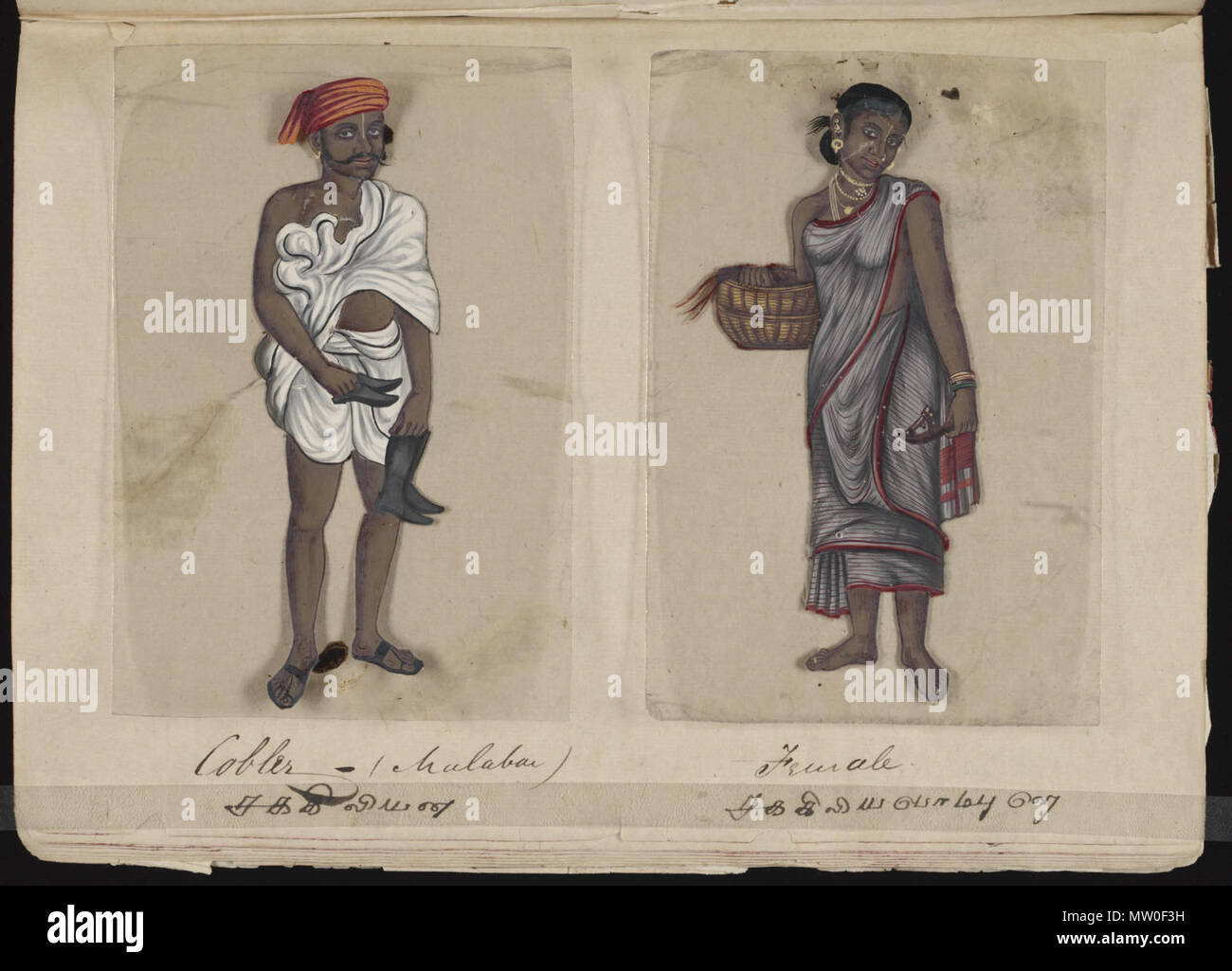 . A page from the manuscript Seventy-two Specimens of Castes in India ...
