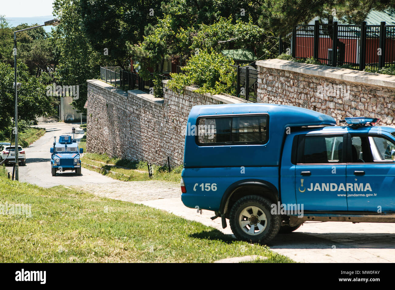 Editorial image of police car blocking the road in Istanbul, Turkey on ...