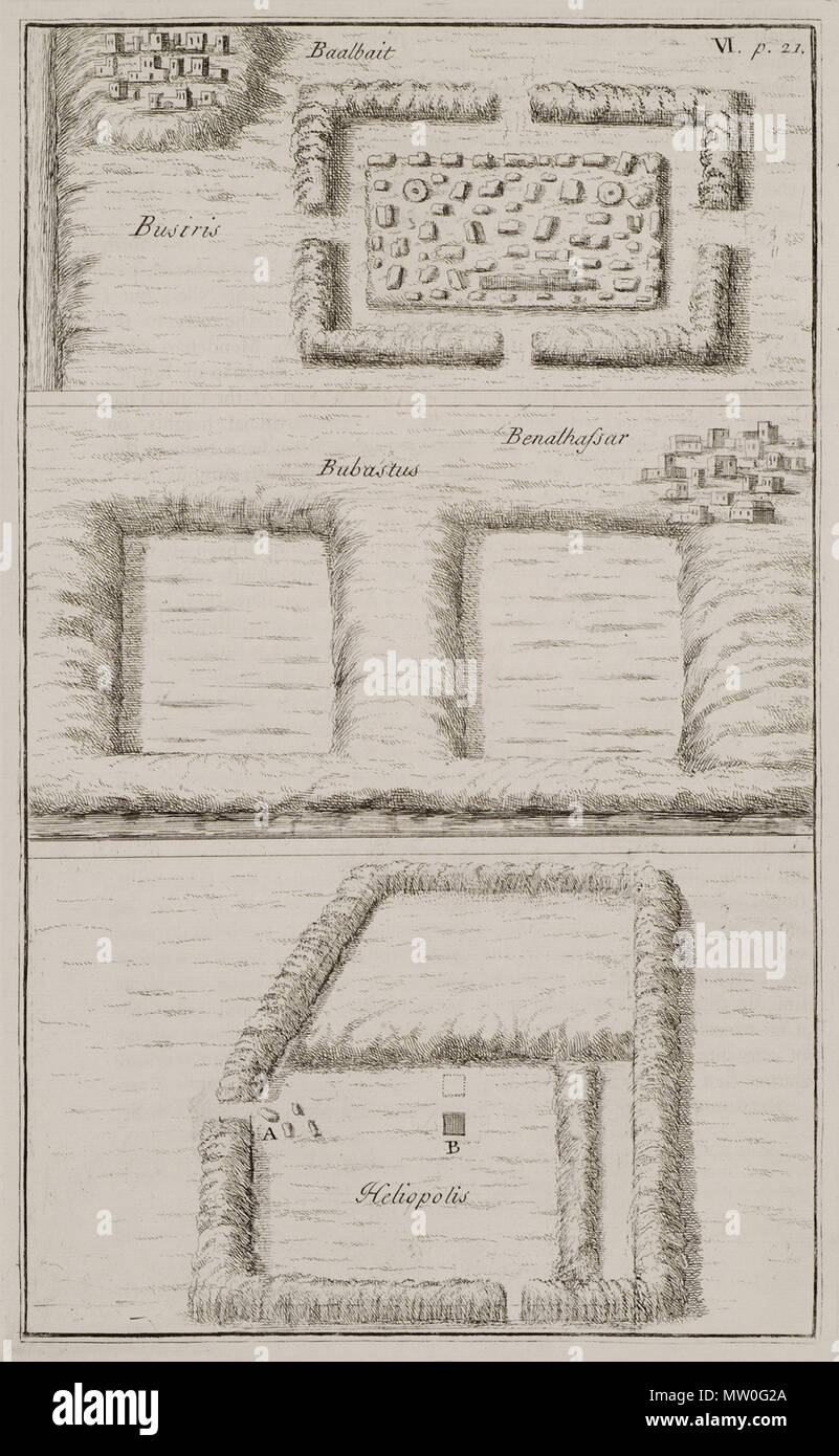 Ancient site excavation plan egypt 18th century hi-res stock ...