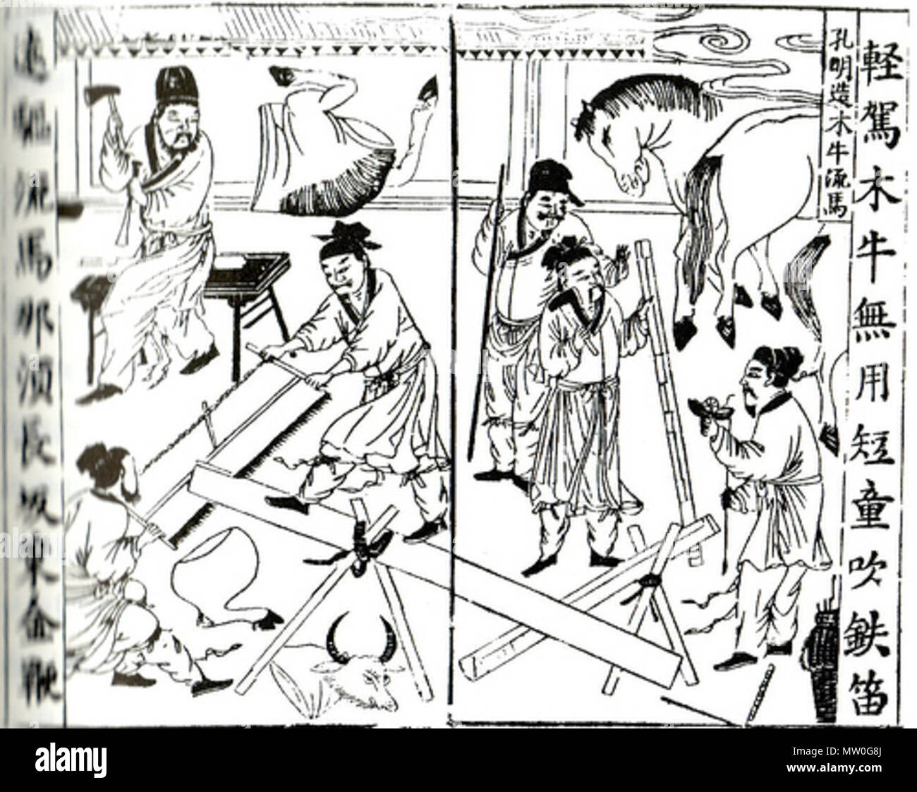 . English: A Qing Dynasty illustration of inventions during the Battle ...