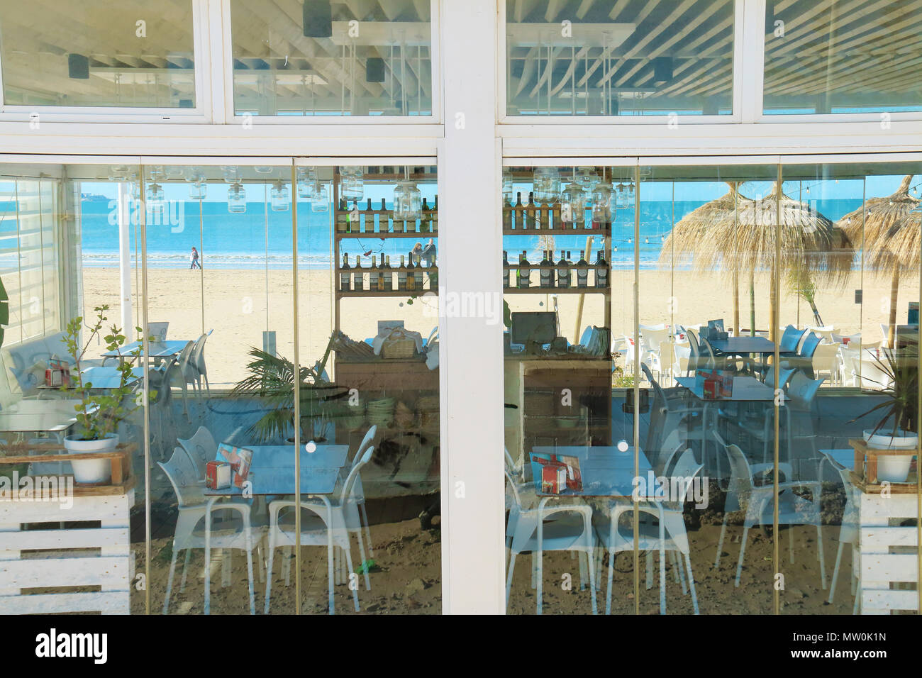 Restaurant on the beach Stock Photo - Alamy