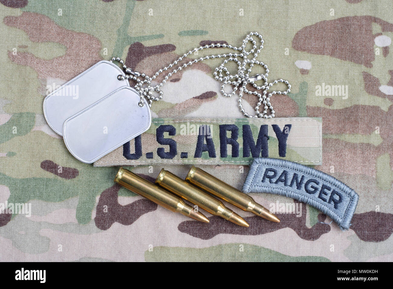 KIEV, UKRAINE - September 5, 2015. US ARMY ranger tab, flag patch, with ...