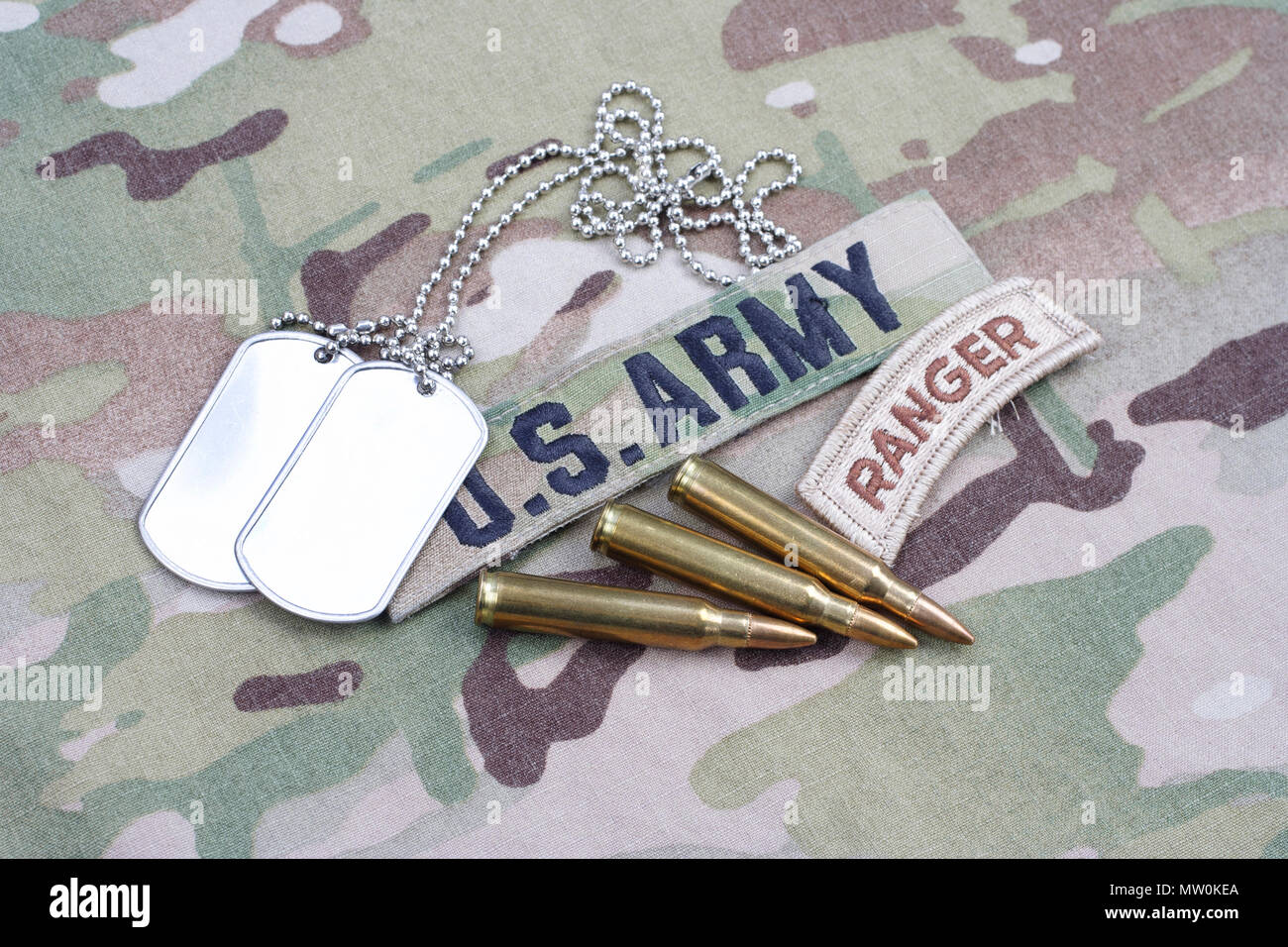 KIEV, UKRAINE - September 5, 2015. US ARMY ranger tab, flag patch, with ...