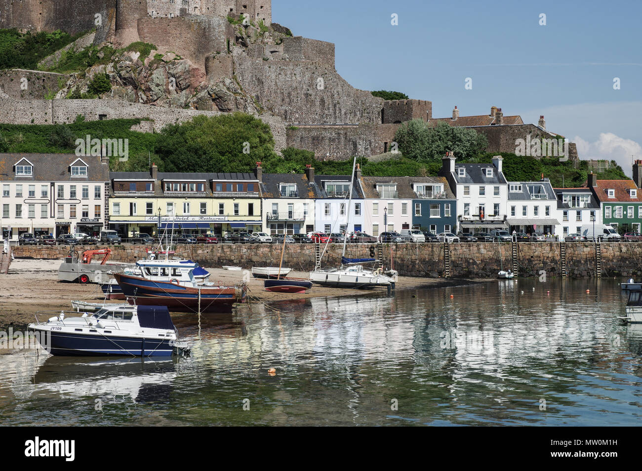 Picturesque Mont Orgueil castle - also known as Gorey Castle - seen ...