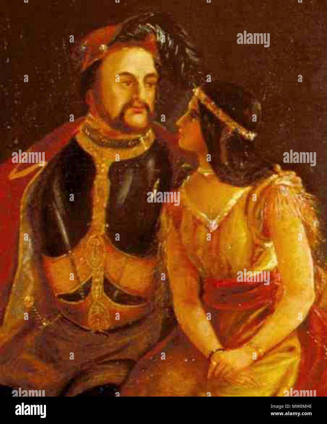 . English: Pocahontas and John Rolfe portrait. early 1850s. J. W. Glass ...
