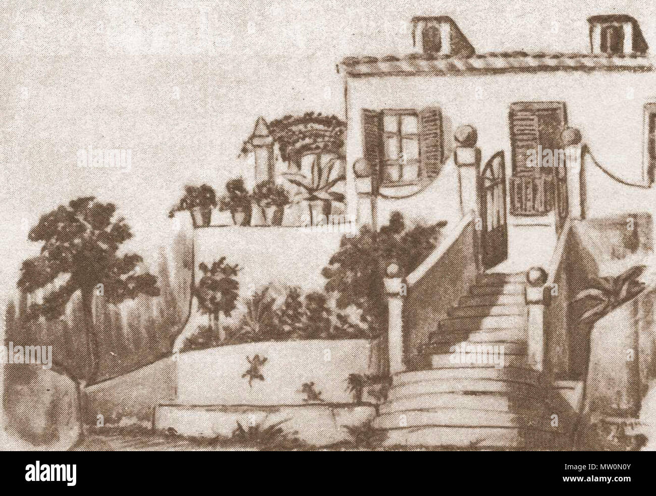 . Español: Dibujo de Maurice Sand de la casa que compartieron, en ...