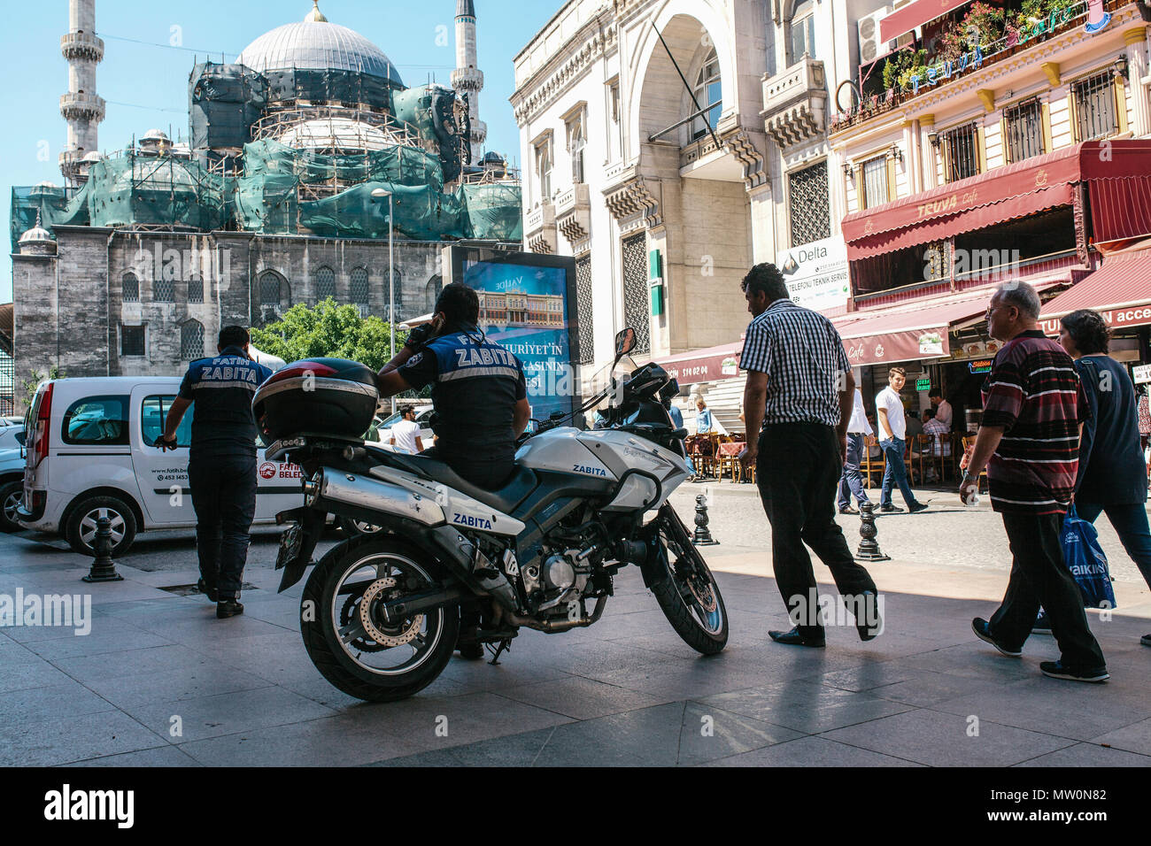 Editorial image of two Fatih district police officers on duty and ...