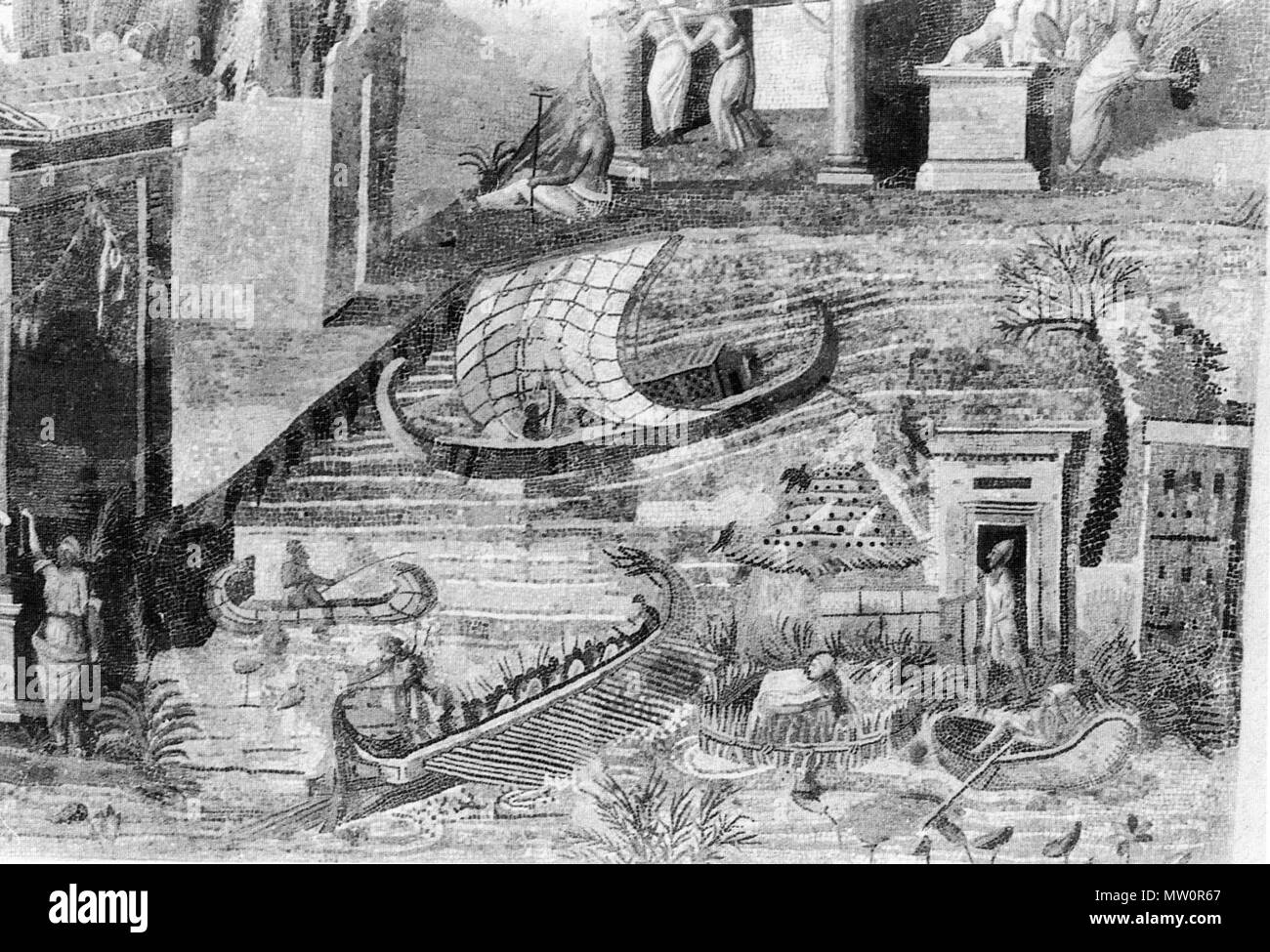 . English: Detail of Nile mosaic from Palestrina (section 17). Museo ...