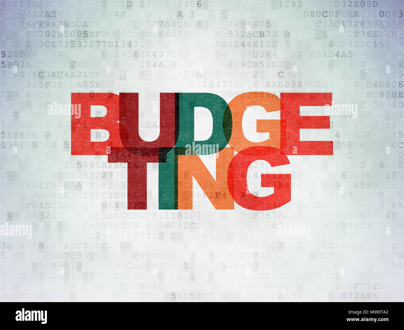 Business concept: Painted multicolor text Budgeting on Digital Data Paper background Stock Photo ...