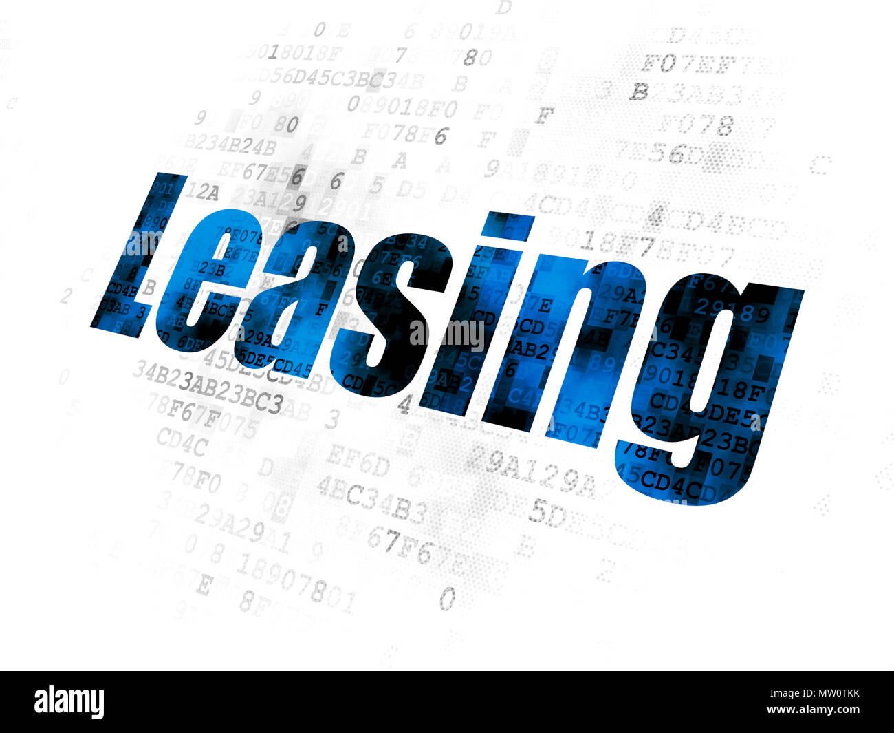 Business concept: Pixelated blue text Leasing on Digital background ...