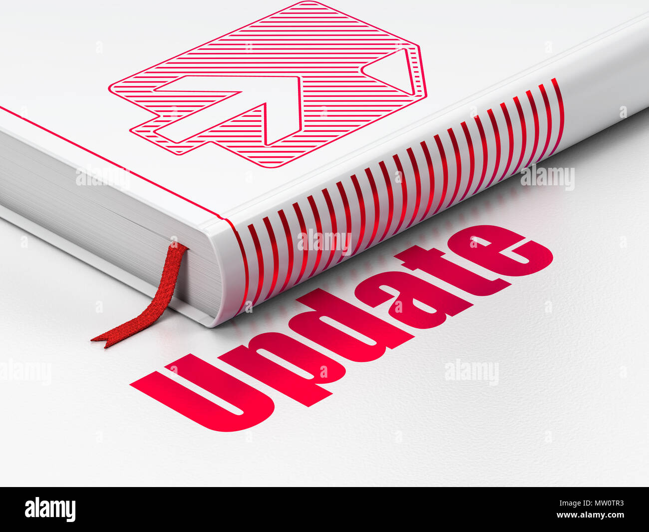 Web development concept: closed book with Red Upload icon and text ...
