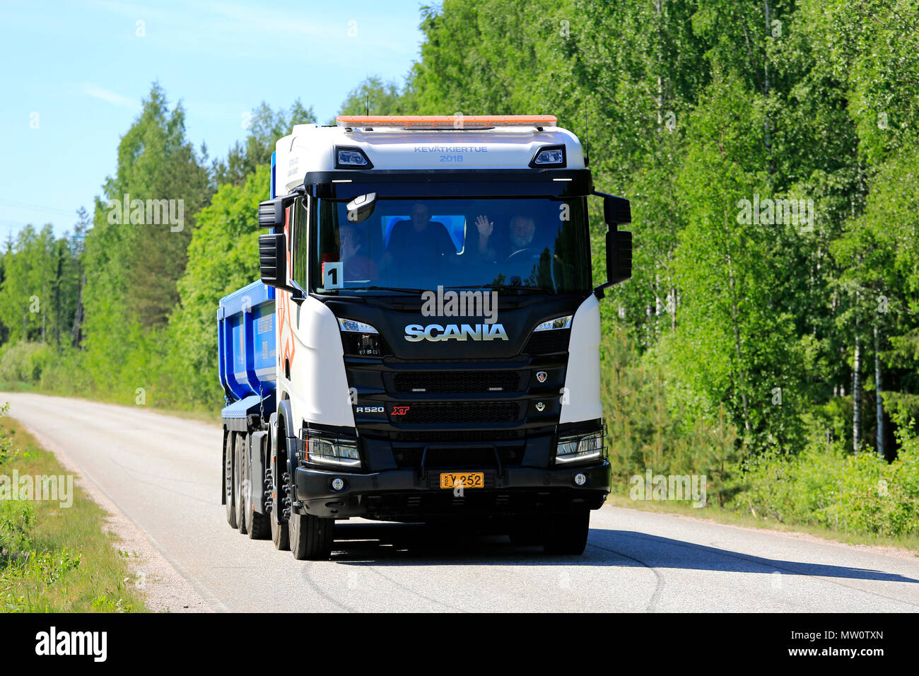 White Next Generation Scania R520 10X4 XT tipper truck up front test ...