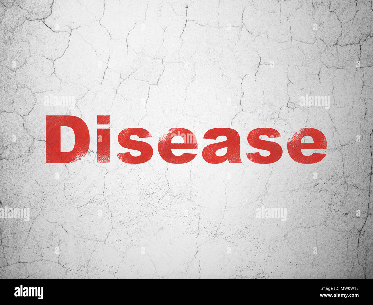 Medicine concept: Red Disease on textured concrete wall background ...