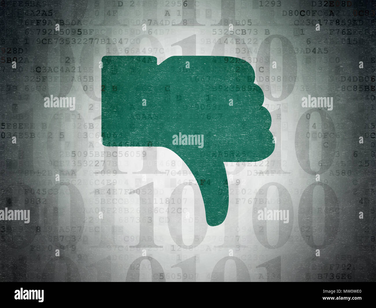 Social media concept: Painted green Thumb Down icon on Digital Data ...
