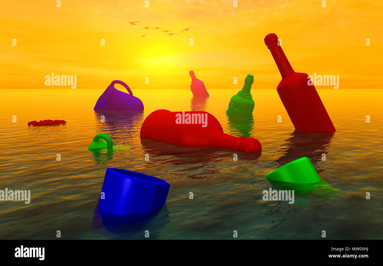 Plastic Objects Polluting Earths Seas & Oceans Stock Photo - Alamy