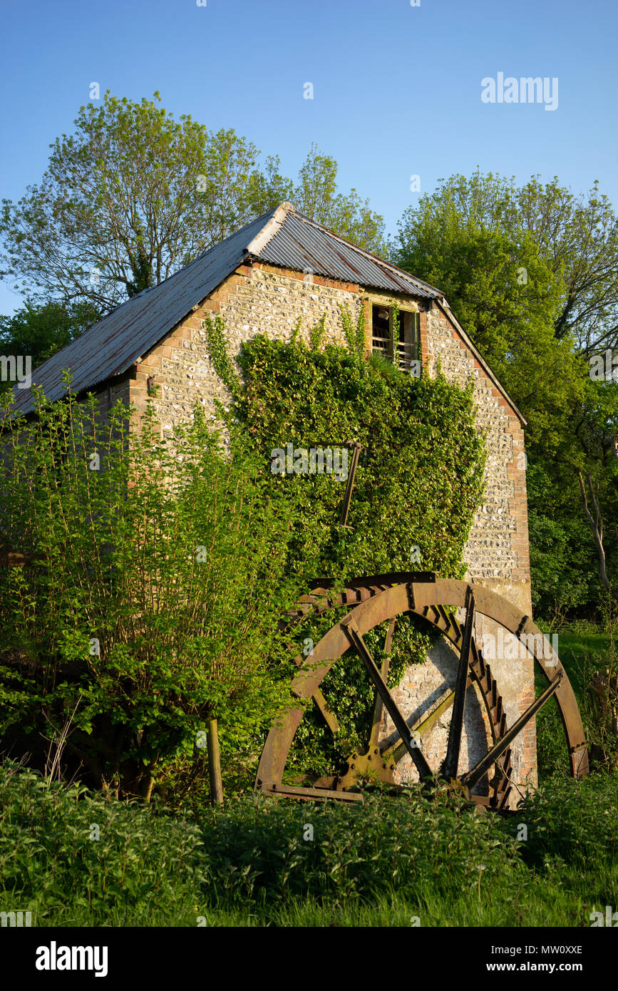 Abandoned Water Mill in Amberley in West Sussex with water wheel Stock ...