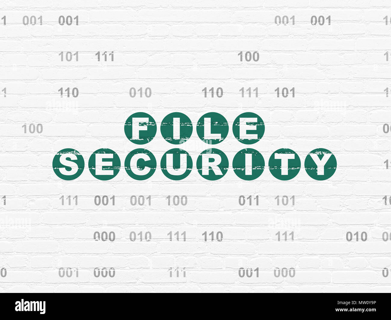 Protection concept: Painted green text File Security on White Brick ...