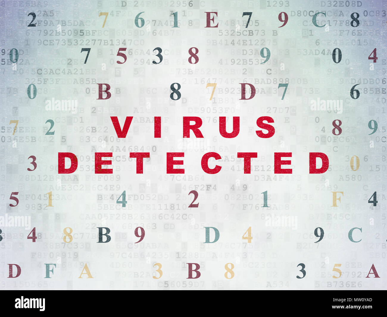 Protection concept: Painted red text Virus Detected on Digital Data ...