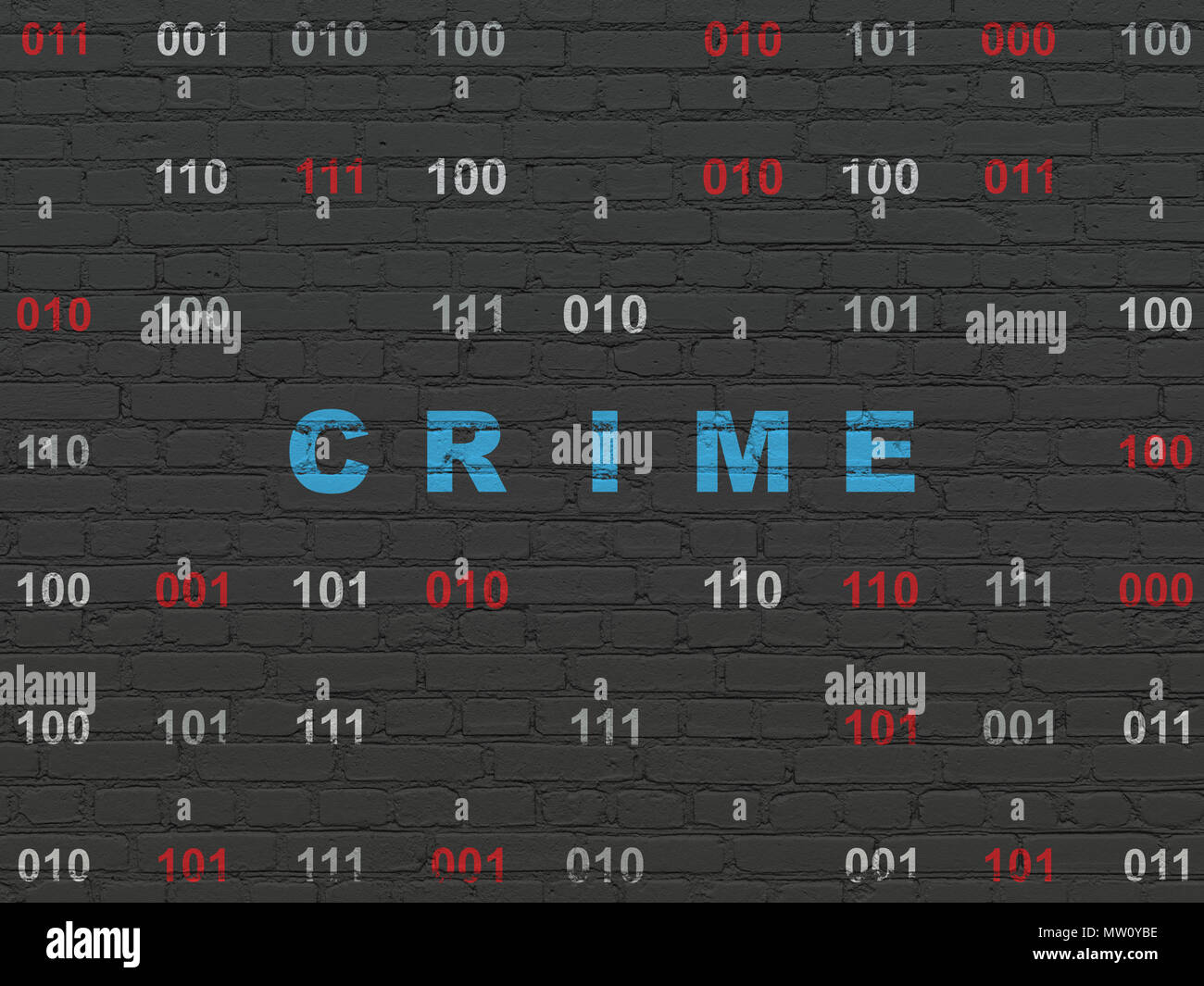 Security concept: Painted blue text Crime on Black Brick wall ...