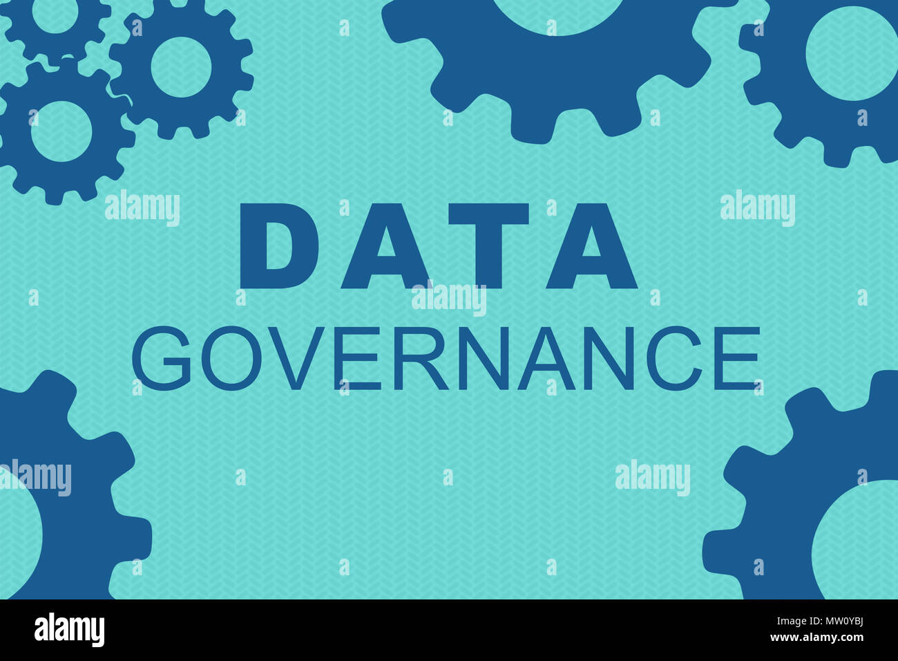 DATA GOVERNANCE sign concept illustration with blue gear wheel figures ...