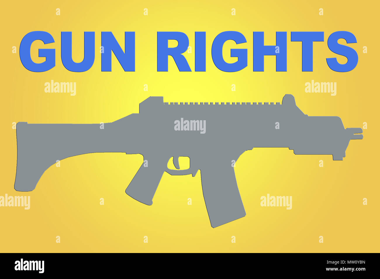 GUN RIGHTS sign concept illustration with GRAY rifle silhouette on ...