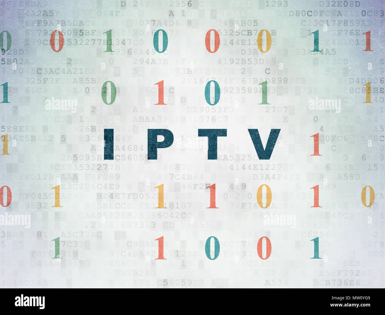 Web design concept: Painted blue text IPTV on Digital Data Paper background with Binary Code ...