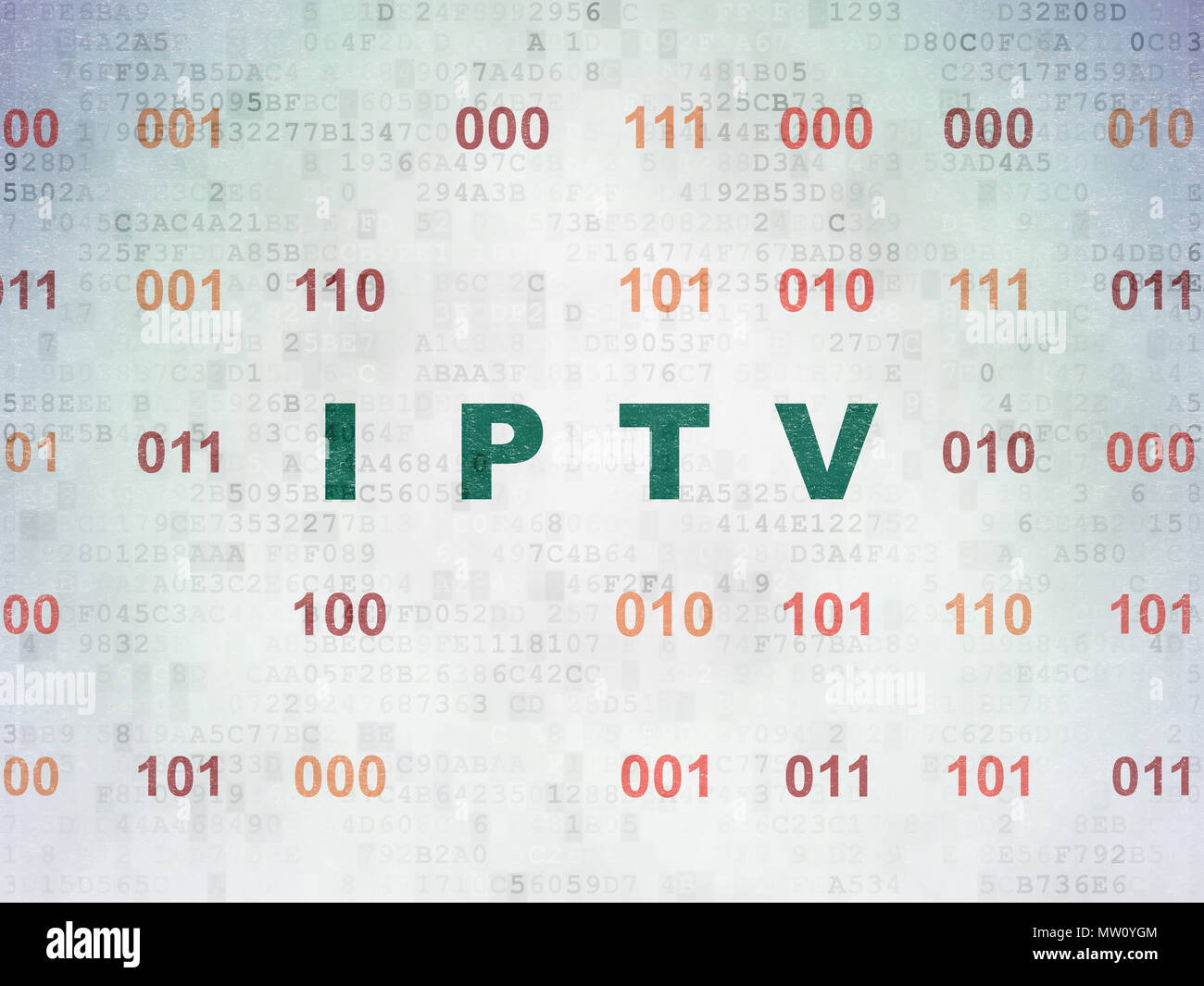 Web design concept: Painted green text IPTV on Digital Data Paper background with Binary Code ...