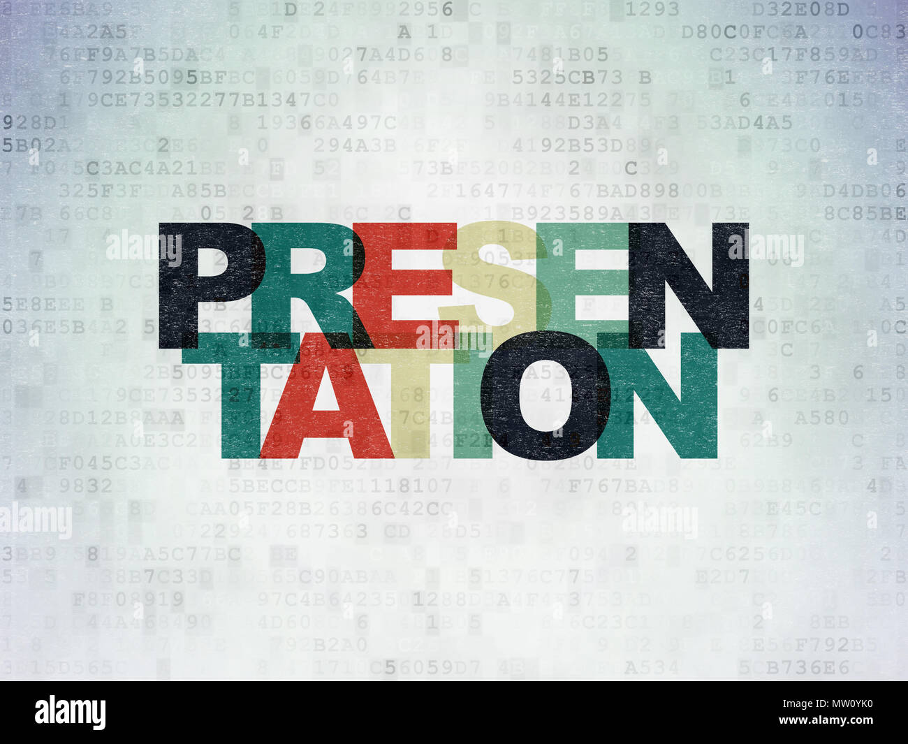 Advertising concept: Painted multicolor text Presentation on Digital Data Paper background Stock ...