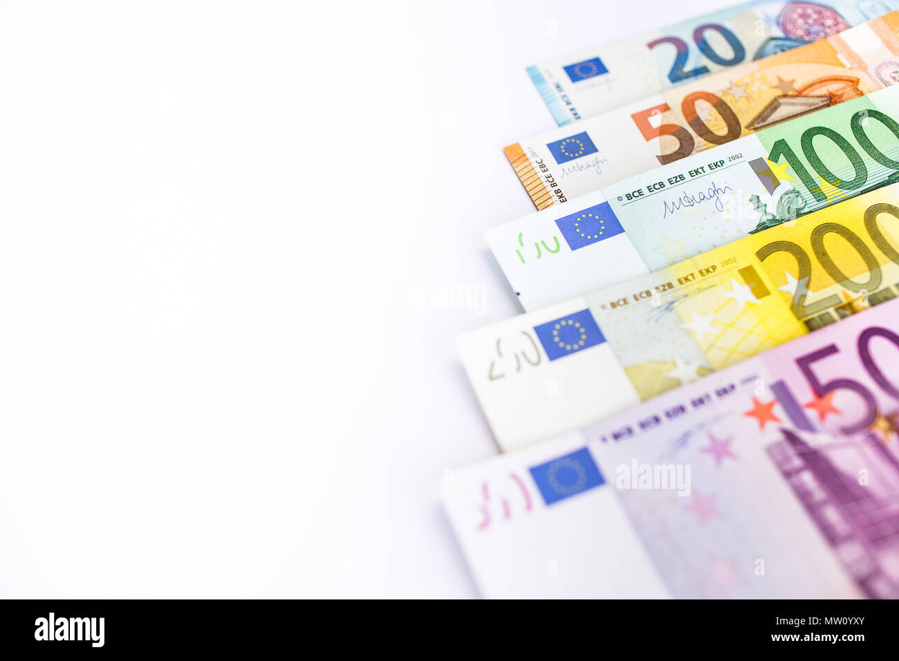 Euro cash. Many Euro banknotes of different values Stock Photo - Alamy