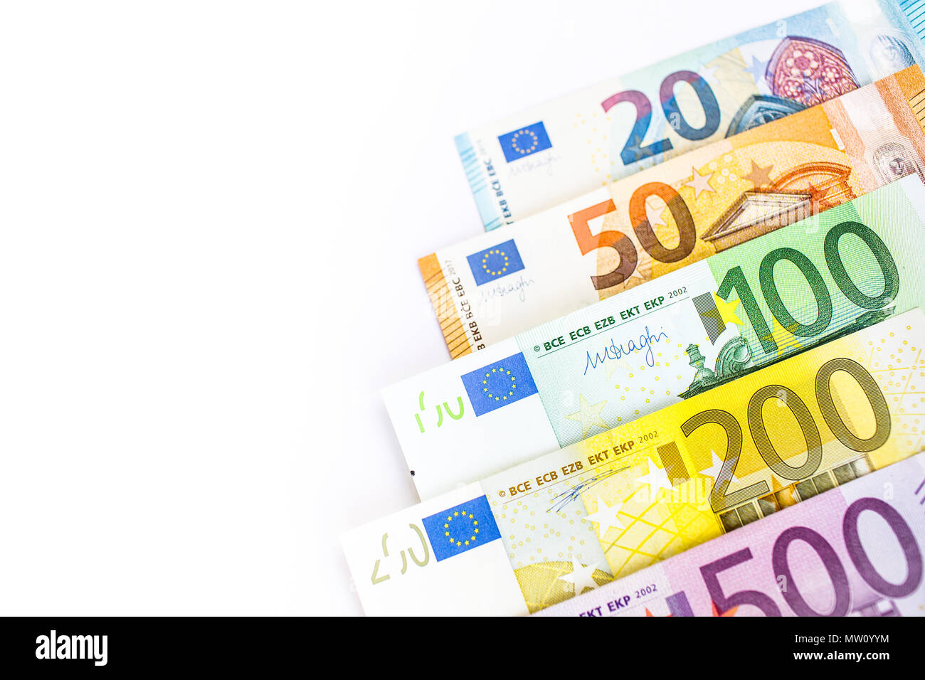 Euro cash. Many Euro banknotes of different values Stock Photo - Alamy