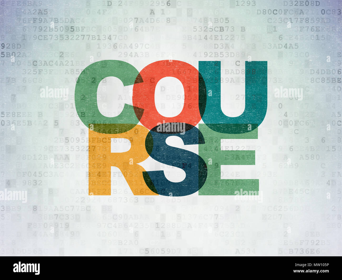 Learning concept: Painted multicolor text Course on Digital Data Paper background Stock Photo ...