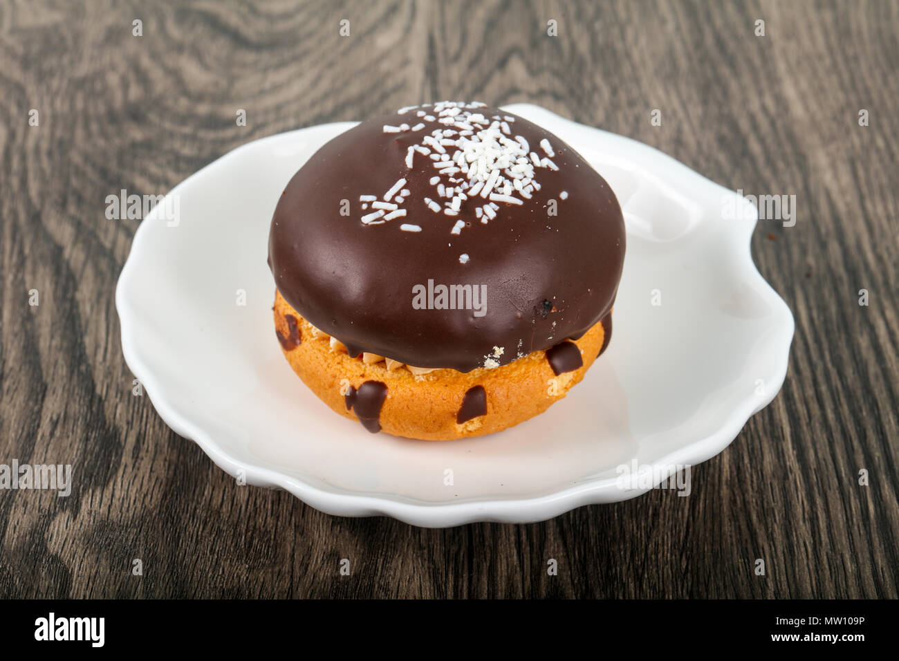 Bouchee cake with chocolate Stock Photo - Alamy