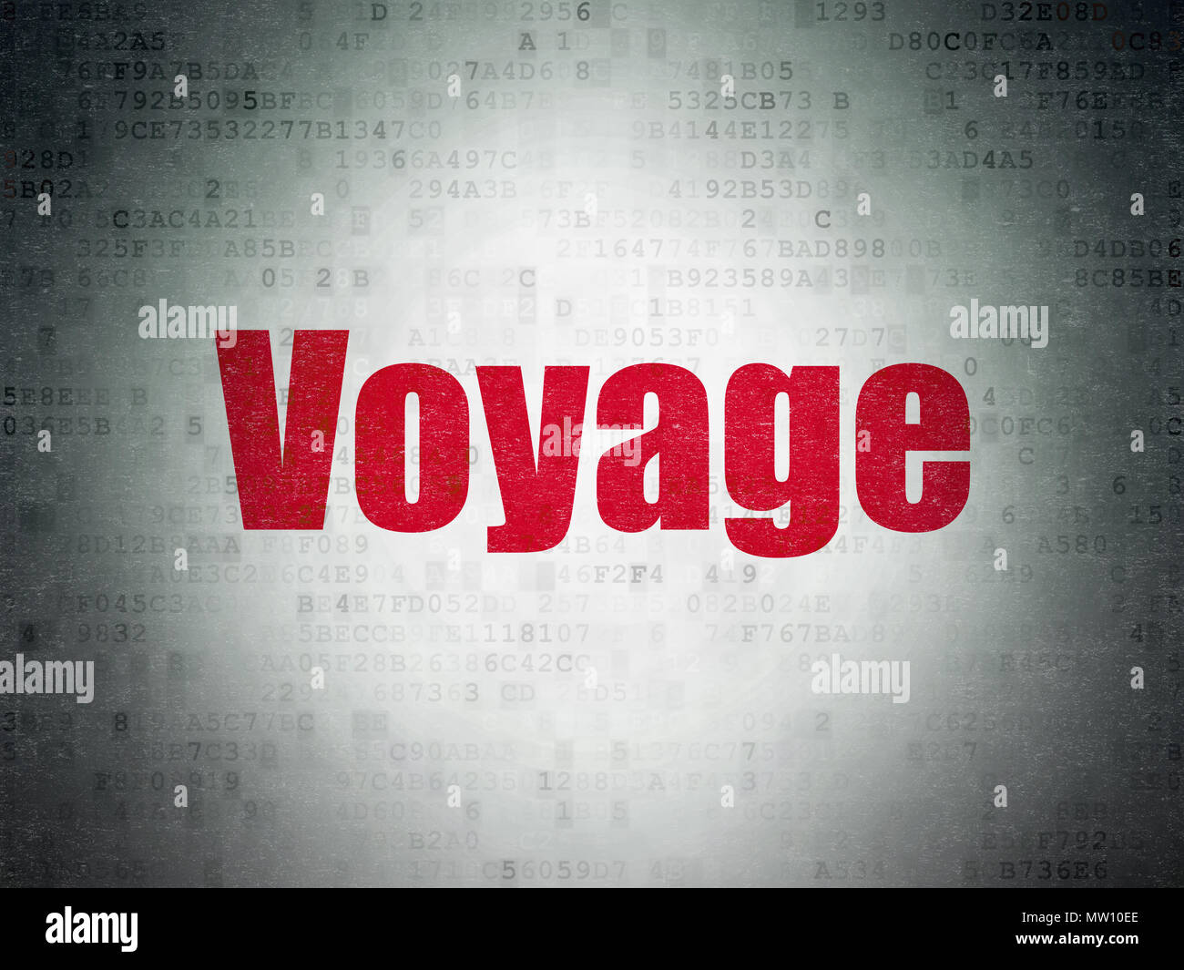 Tourism concept: Painted red word Voyage on Digital Data Paper ...