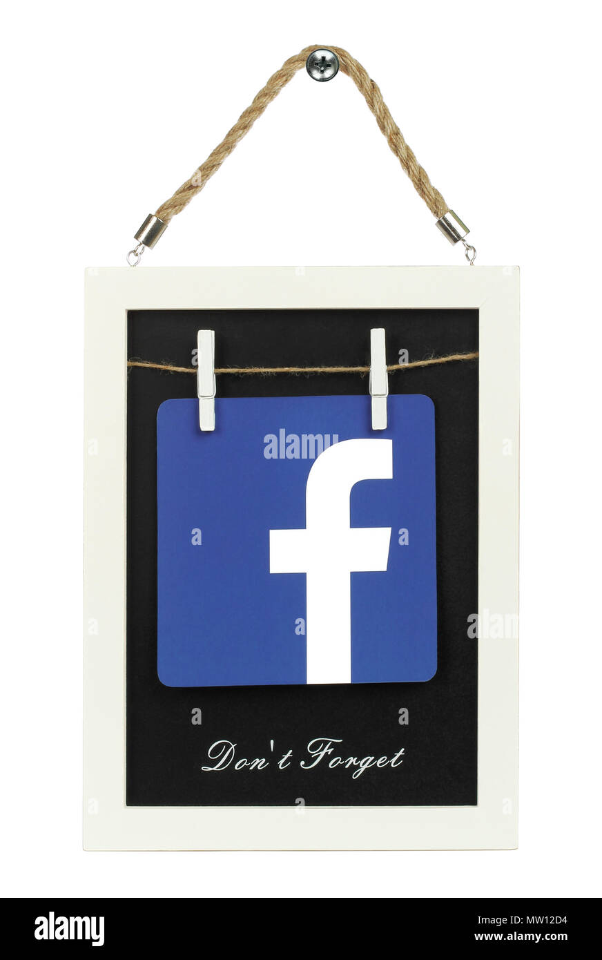 Kiev, Ukraine - February 08, 2018: Facebook icon printed on paper and ...