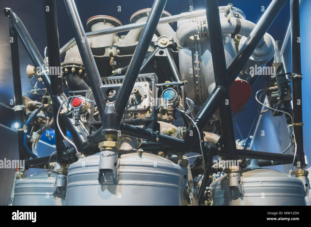 Close-up view of soviet liquid rocket engine Stock Photo - Alamy