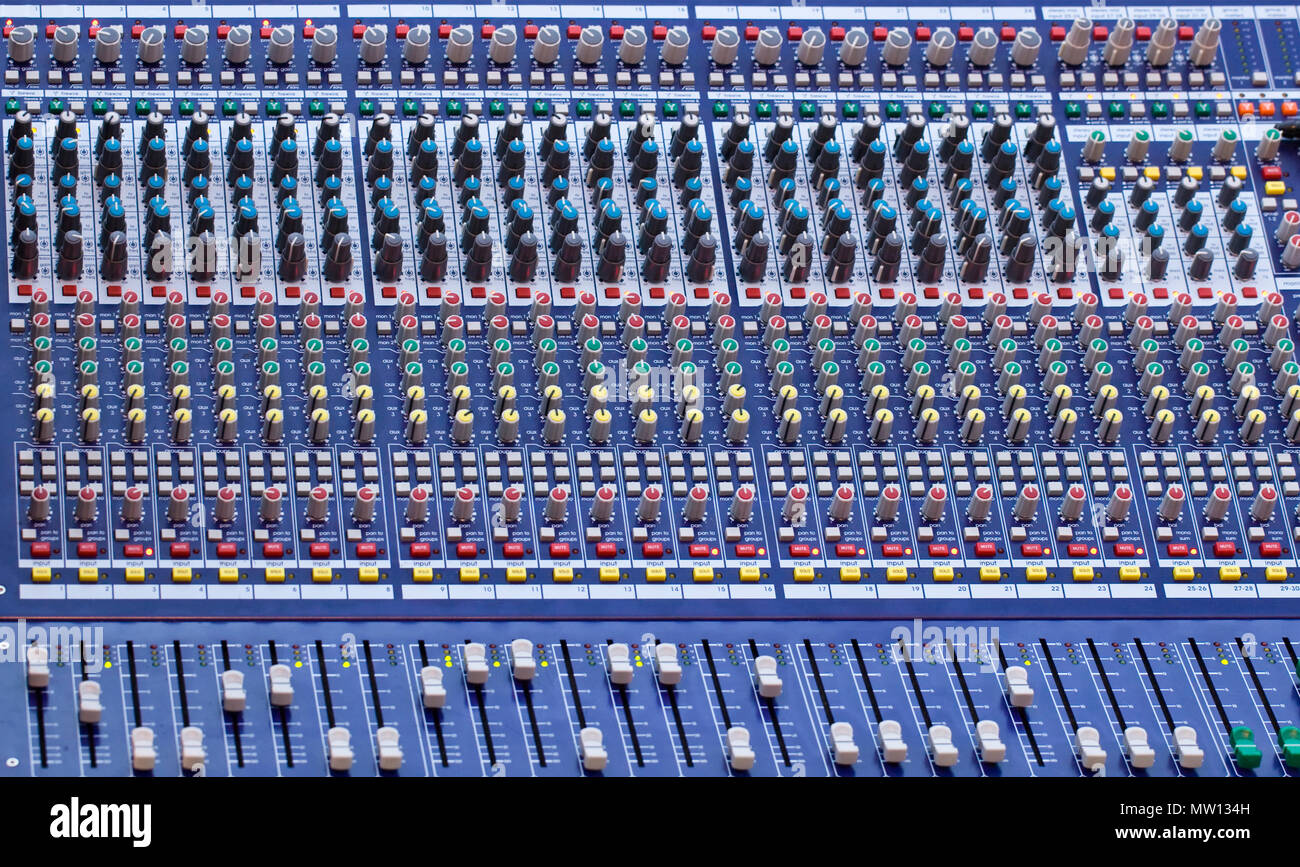 Music Mixer Desk with Various Knobs Stock Photo - Alamy
