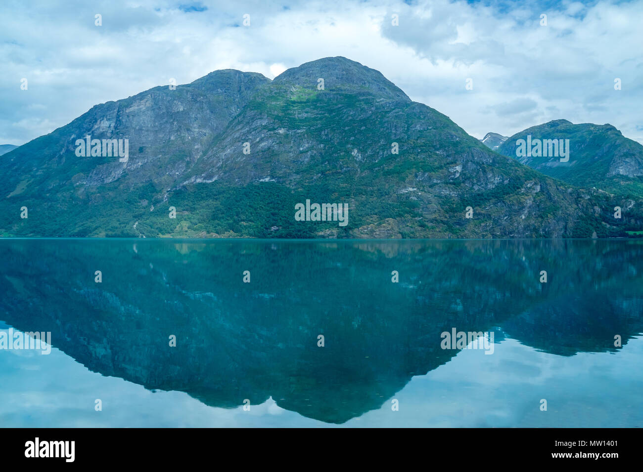 norwegian fjords with water reflection Stock Photo - Alamy