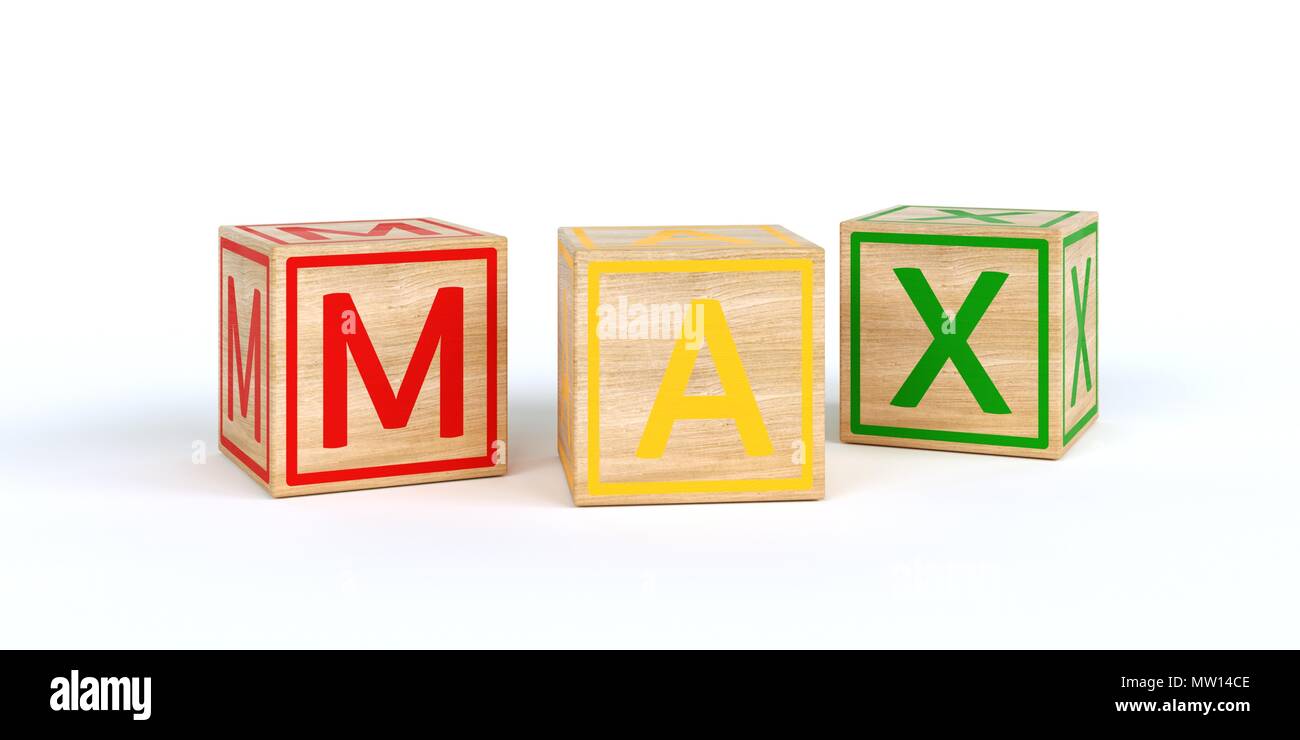 The name max written with Isolated wooden toy cubes Stock Photo - Alamy